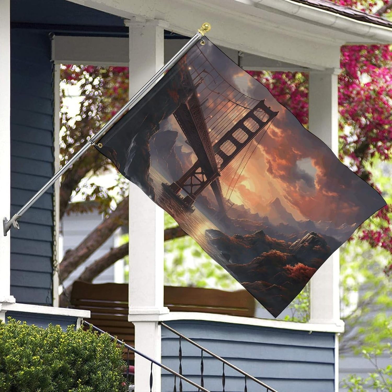 Double Sided Bridge Garden Yard Flags in Greeting Banner Fade Resistant ...