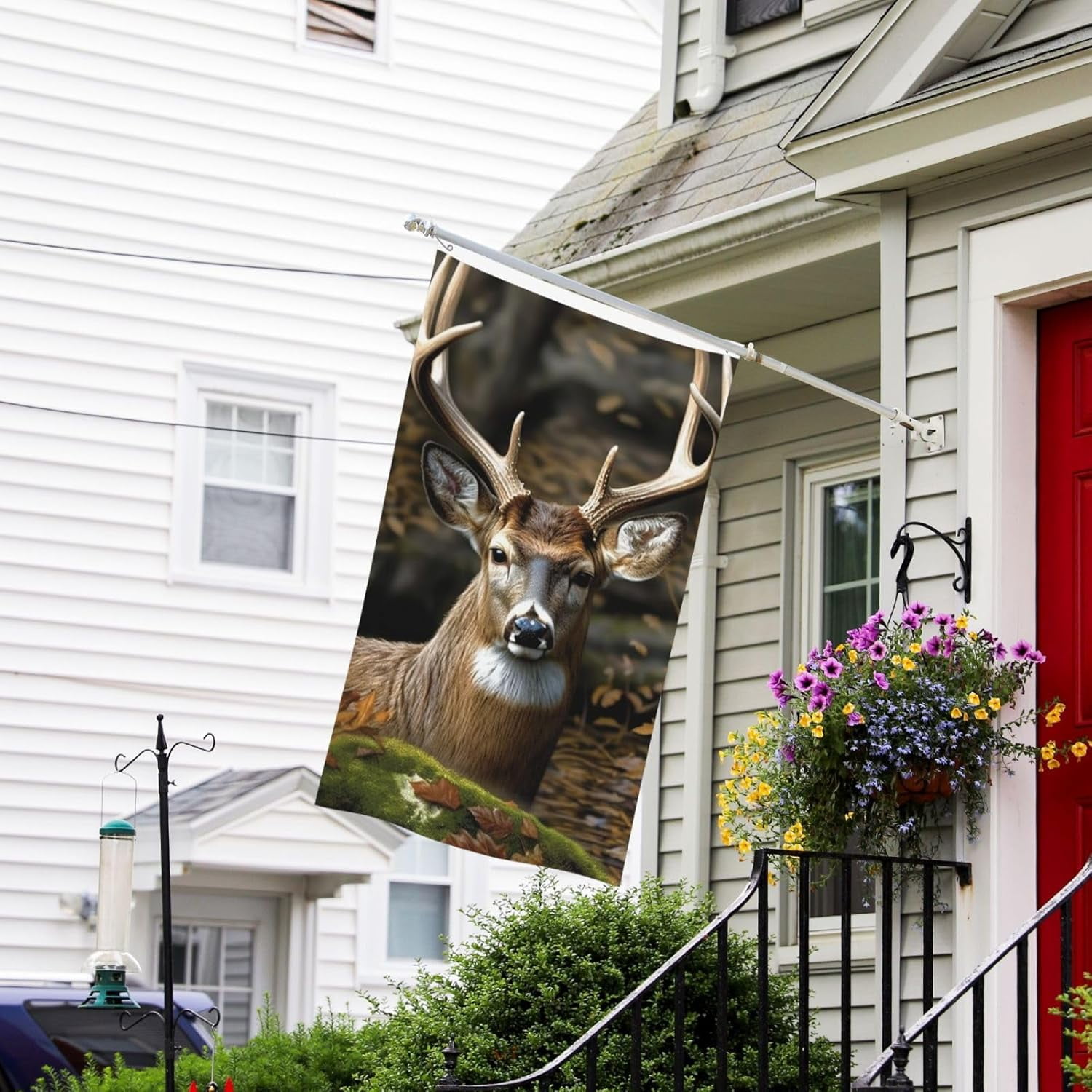 Double Sided Camouflage Deer Garden Yard Flags Greeting Banner Fade ...