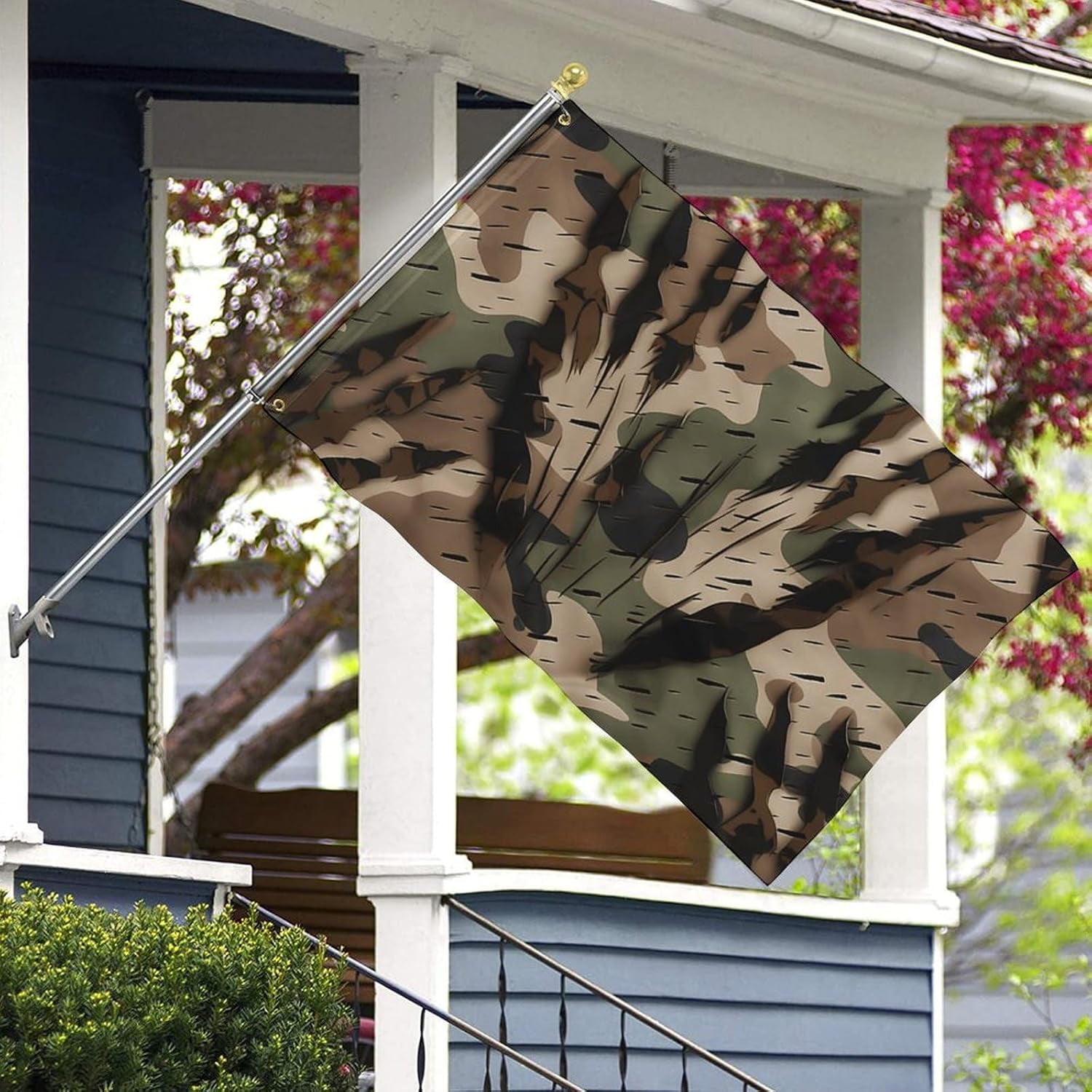 Double Sided Camouflage with Paw Prints Garden Yard Flags in Greeting ...