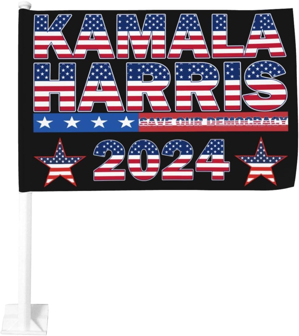 Double-Sided Car Flags - 2024 Kamala Harris Save Our Democracy Flag ...