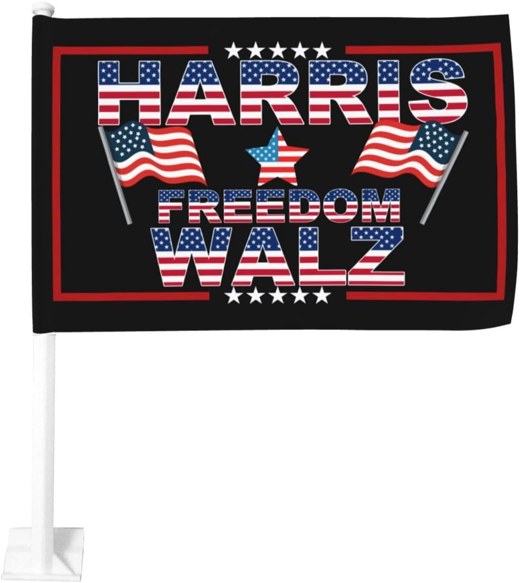 Double-Sided Car Flags - Harris Walz is Freedom Flag Clip for Trailer ...