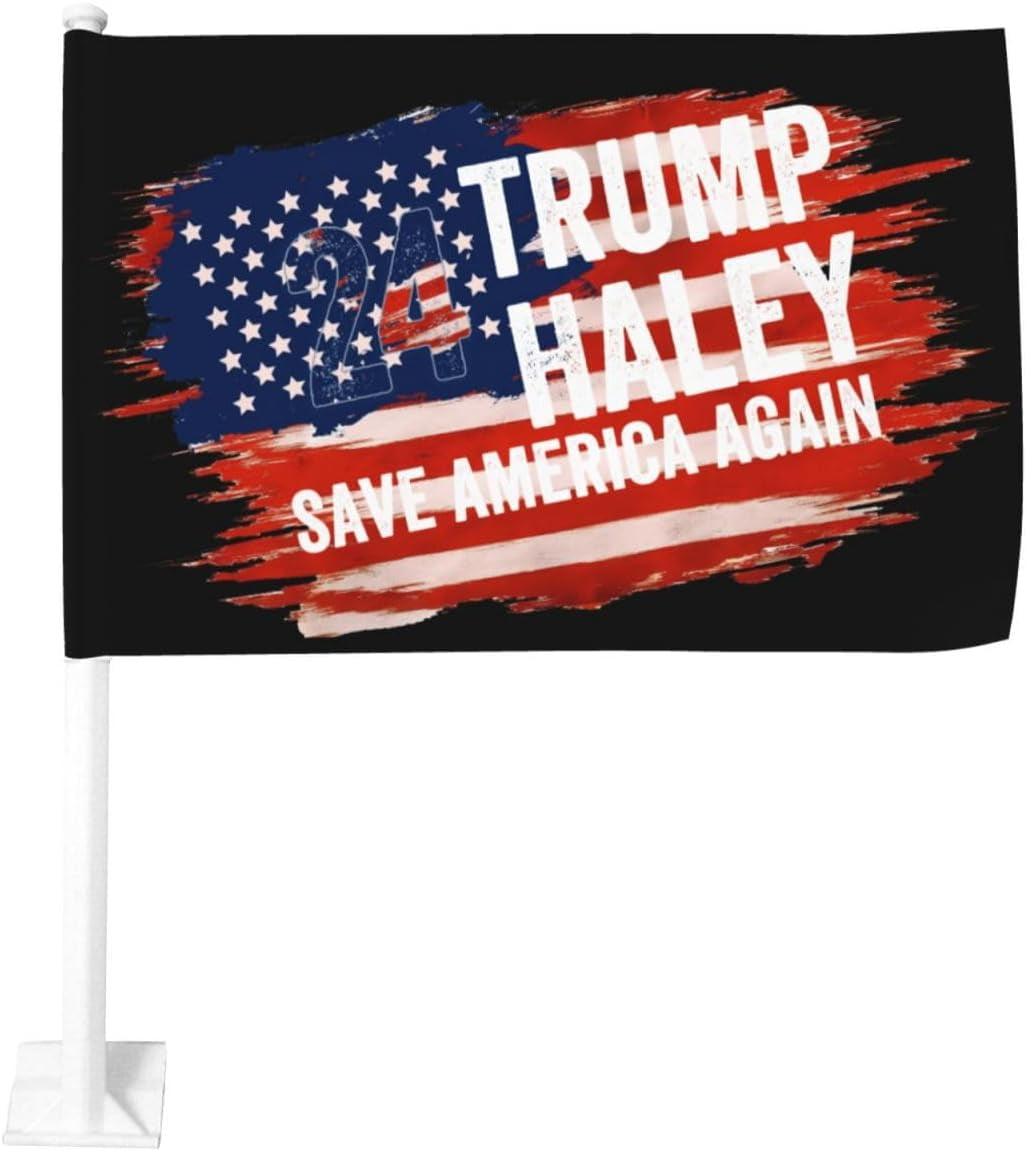 Double-Sided Car Flags - TRUMP HALEY Save American Great Again 24 Flag ...