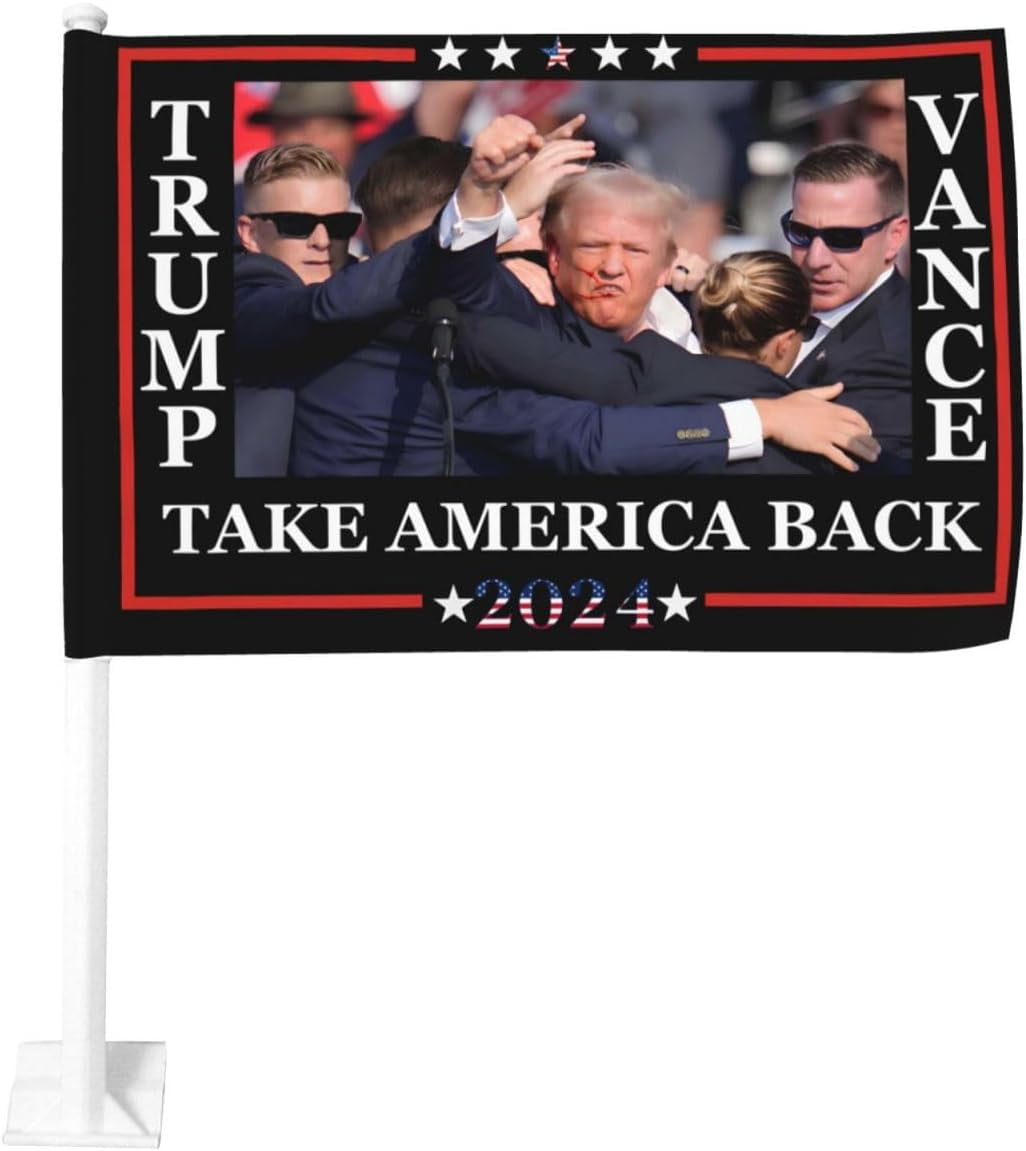 Double-Sided Car Flags - TRUMP VANCE Take Save America Back 2024 Flag ...