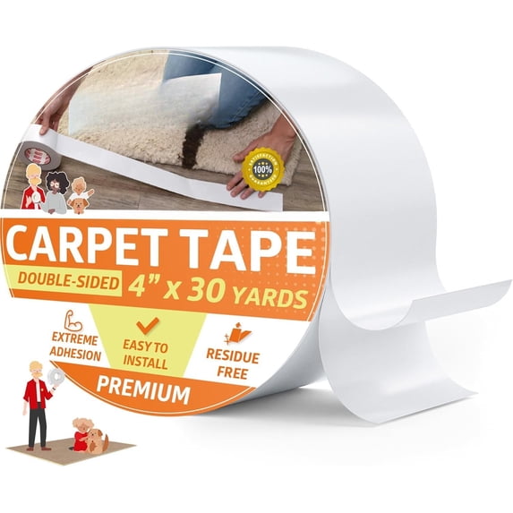 Double Sided Carpet Tape for Area Rugs, 4 Inch x 30 Yards - Anti Slip ...