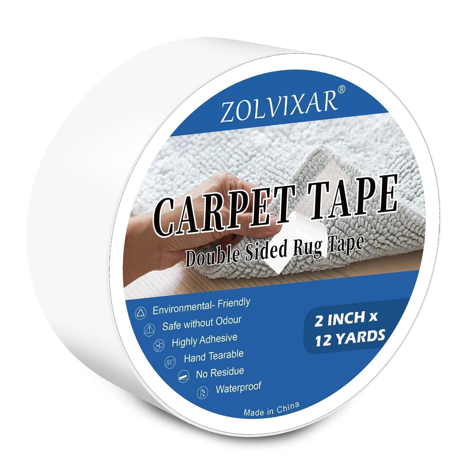 Double Sided Carpet Tape to Fasten Area Rug Edges 2 Inch x 12 Yards ...