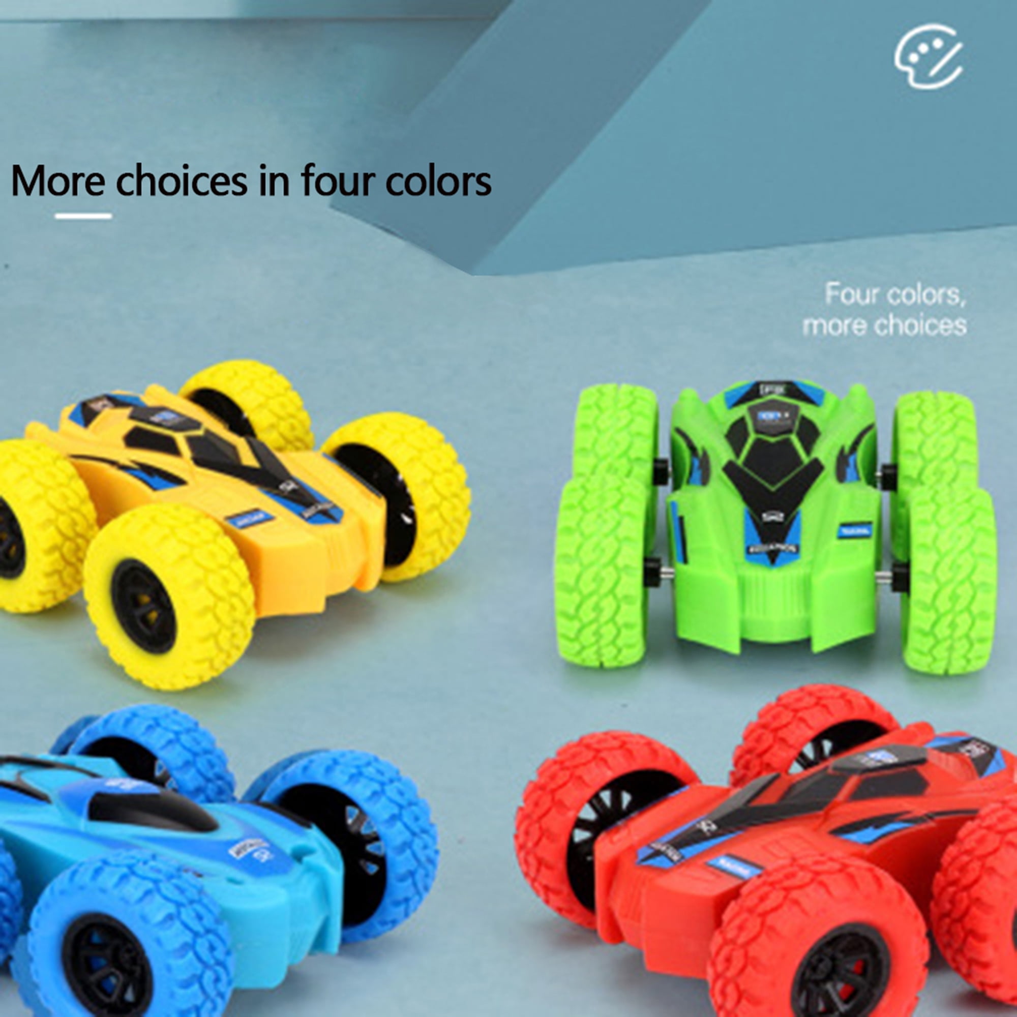 Double-Sided Cars, Friction Cars for Kids, Vibration Inertial Car, Four ...