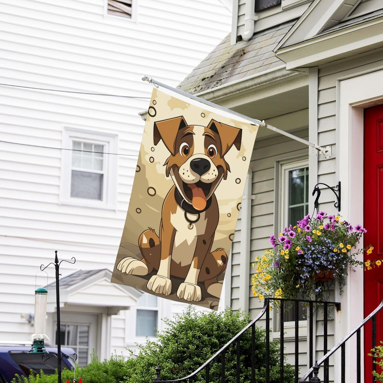 Double Sided Cartoon Dog Bone Garden Yard Flags Greeting Banner Fade ...
