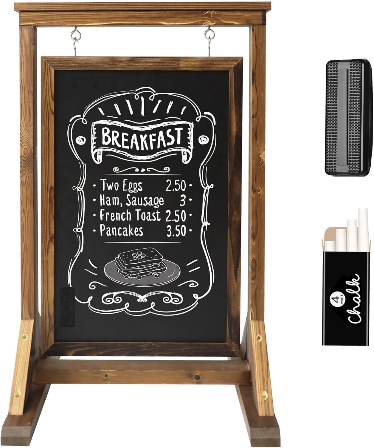 Double Sided Chalkboard Signs, Swinging Rustic A-Frame Sign, Magnetic ...