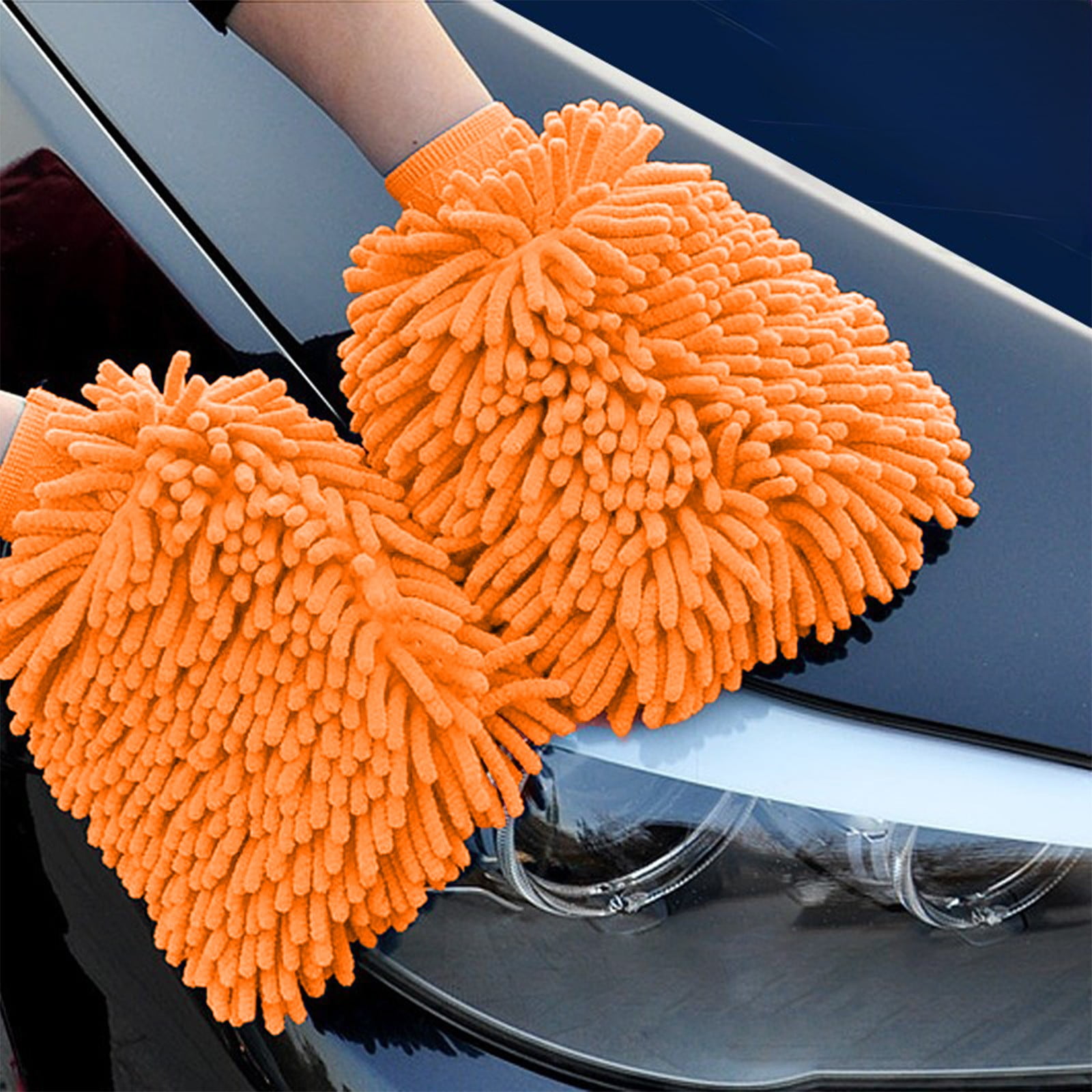Double Sided Chenille Car Wash Mitts - Coral Fleece, Soft & Effective ...