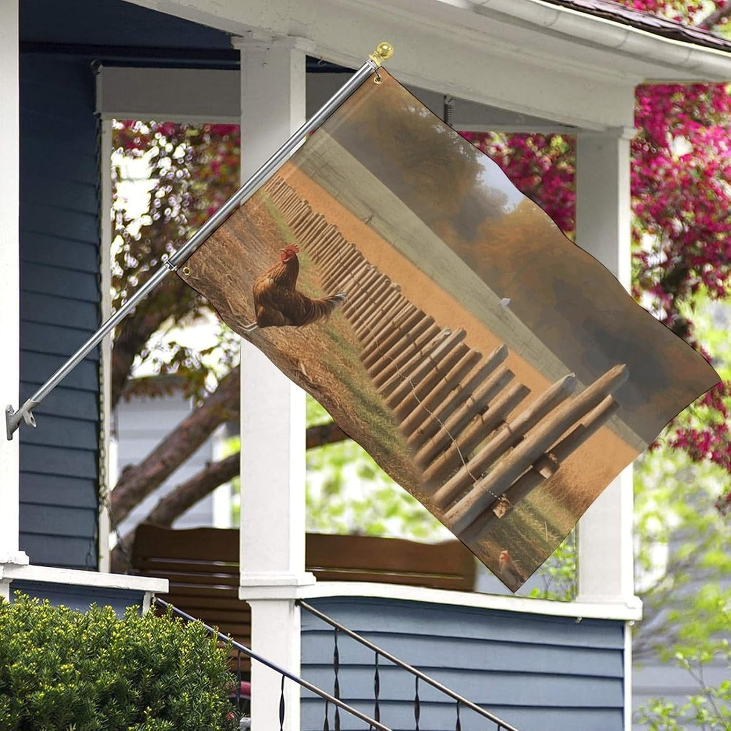 Double Sided Chicken Wood Stake Farmland Garden Yard Flags in Greeting ...