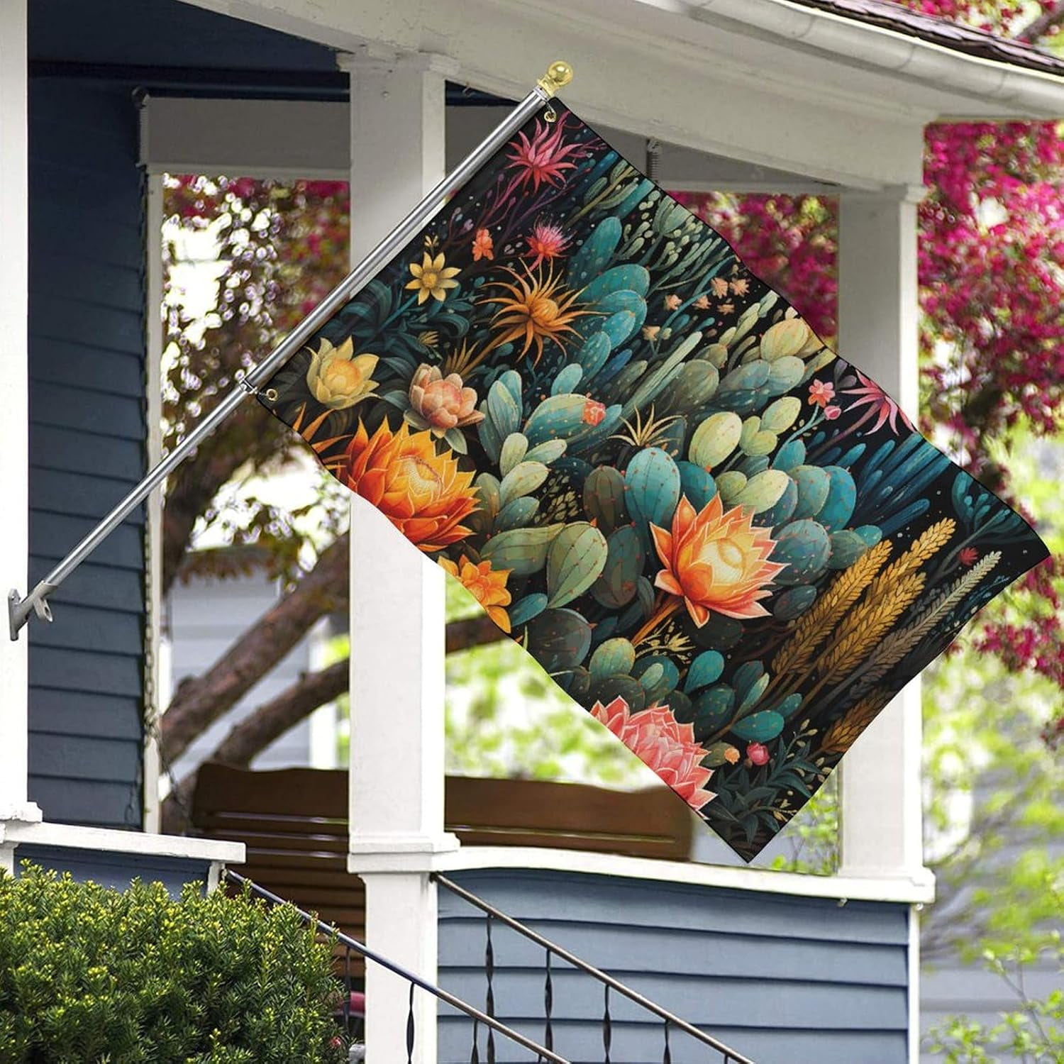 Double Sided Colorful Cactus Pattern Garden Yard Flags in Greeting ...