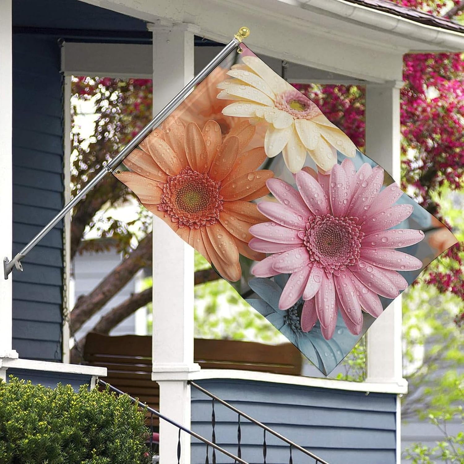 Double Sided Colorful Daisy Flower Garden Yard Flags in Greeting Banner ...