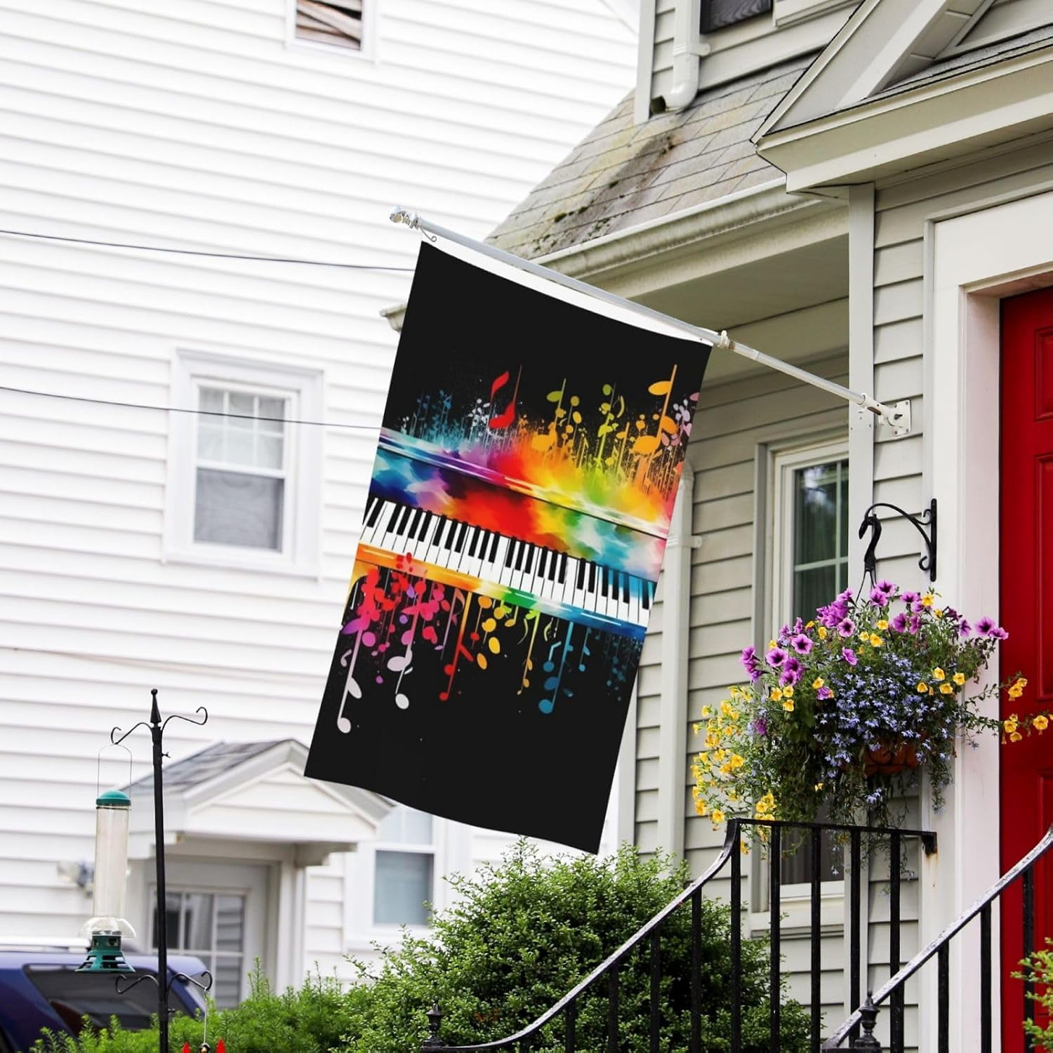 Double Sided Colorful Piano Keyboard Music Note Garden Yard Flags ...