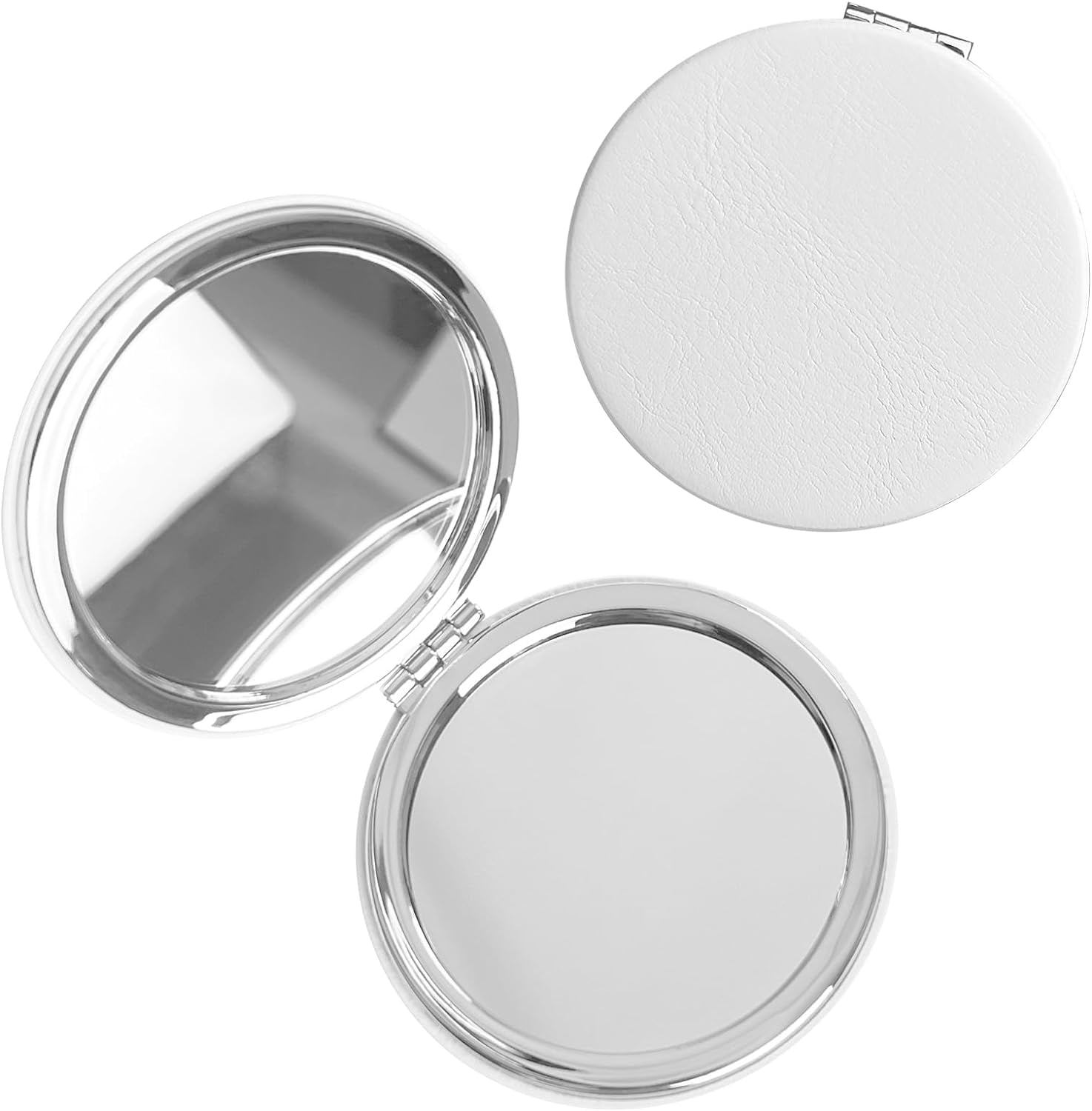 Double-Sided Compact Mirror with PU Leather Cover - 1X/2X Magnification ...