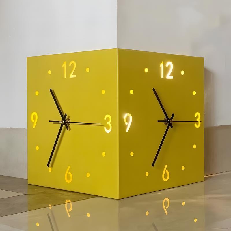 Double-Sided Corner Digital Clock - Metal Square LED Clock with Silent ...