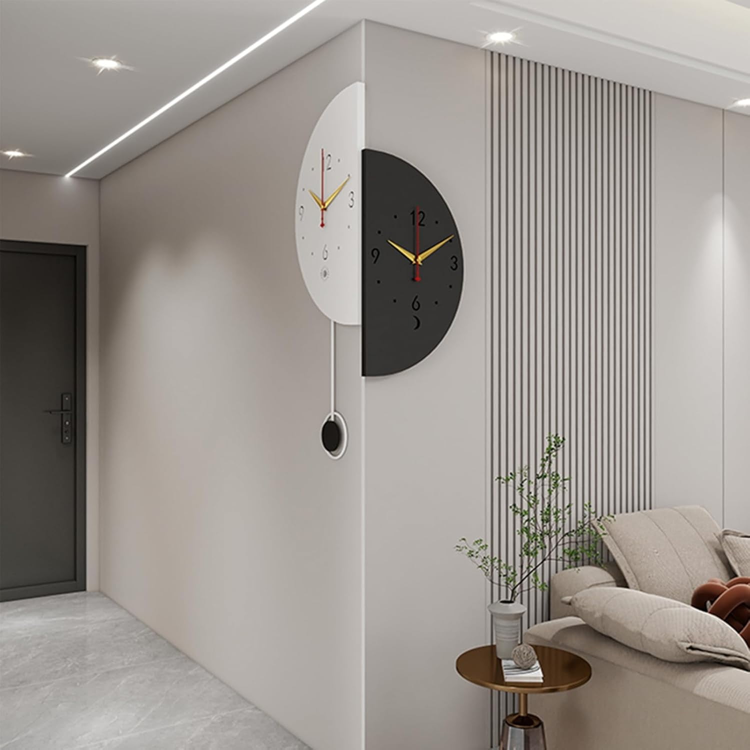 Double-Sided Corner Wall Clock with Light, Luminous Creative Wall ...
