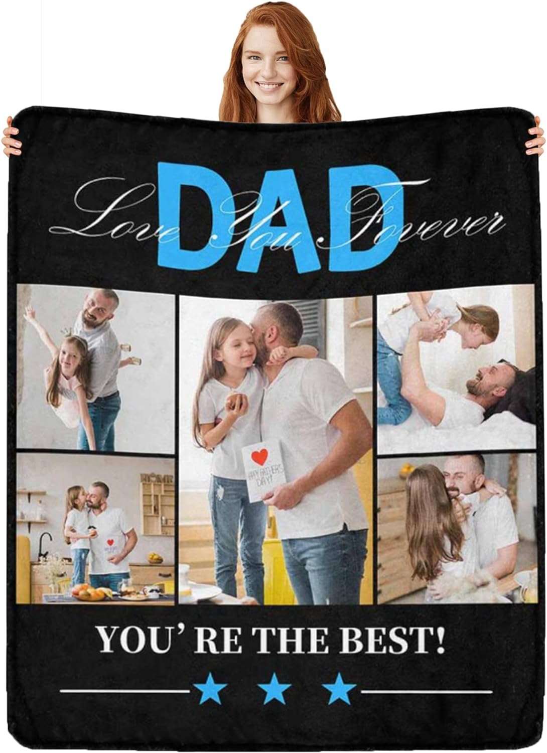 Double Sided Custom Blanket with Photo Text Personalized Throw Blankets ...