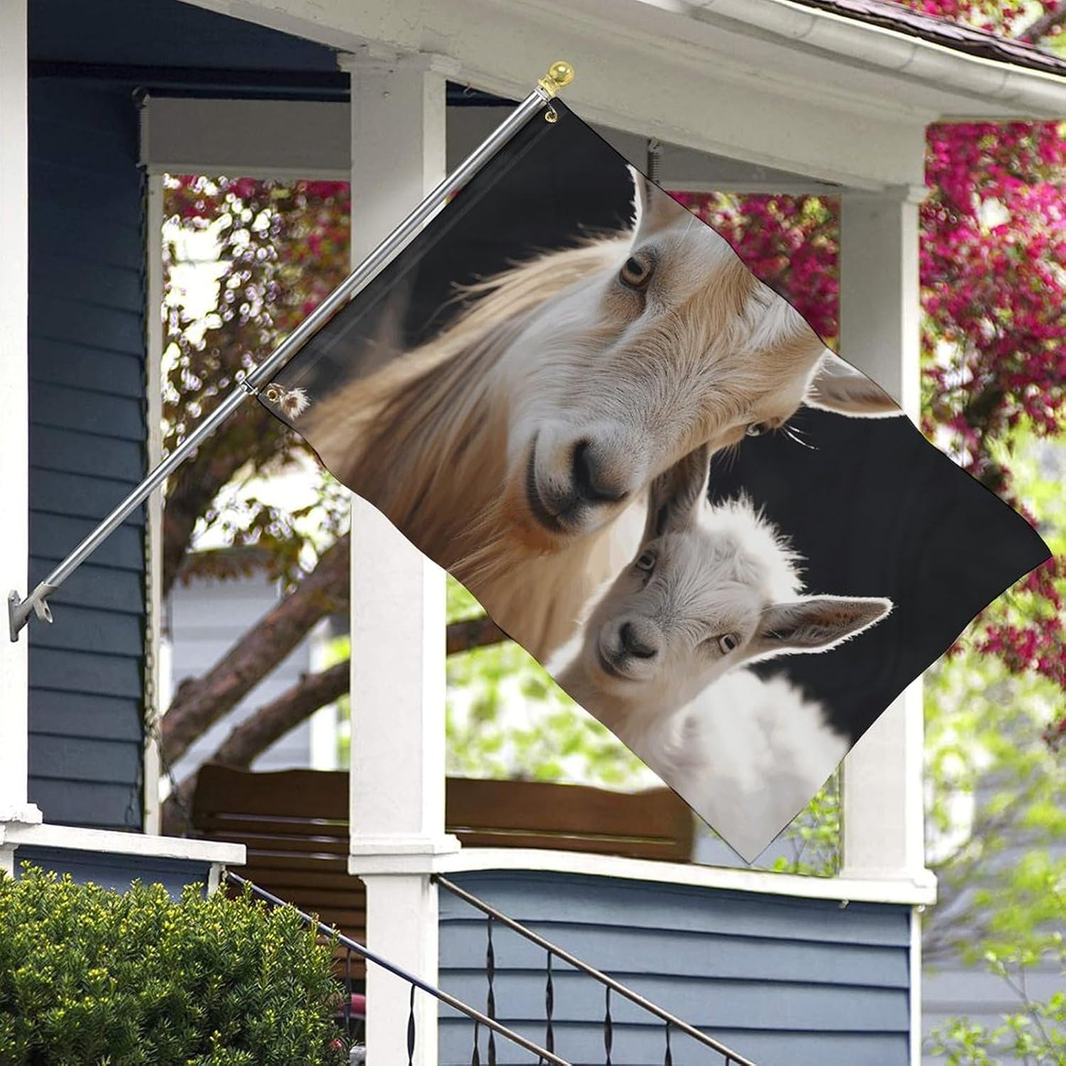 Double Sided Cute Goat Baby with Mother Garden Yard Flags in Greeting ...