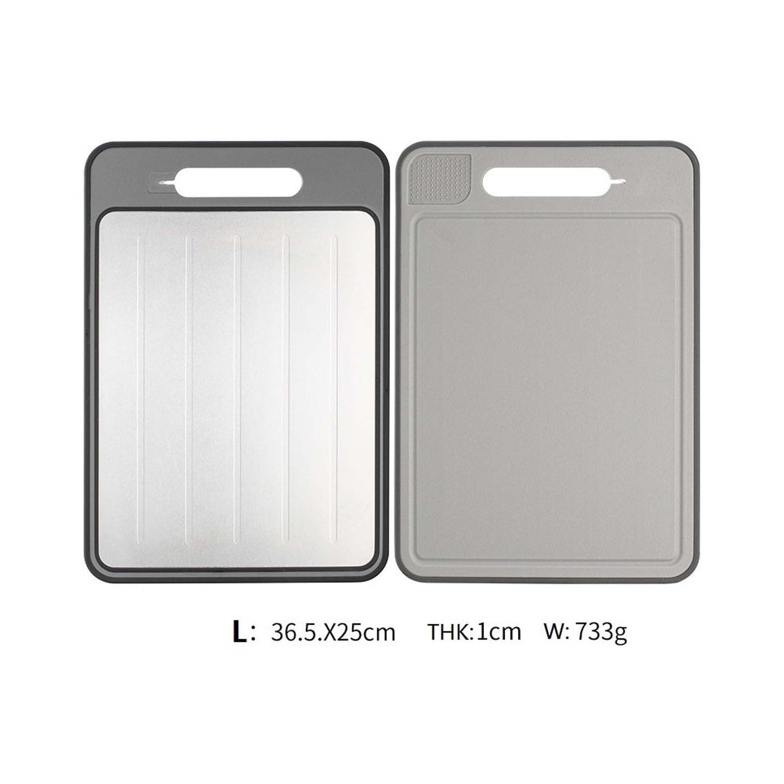 Double-Sided Cutting Board with Built-in Meat Thawing Tray/Mat, Knife ...