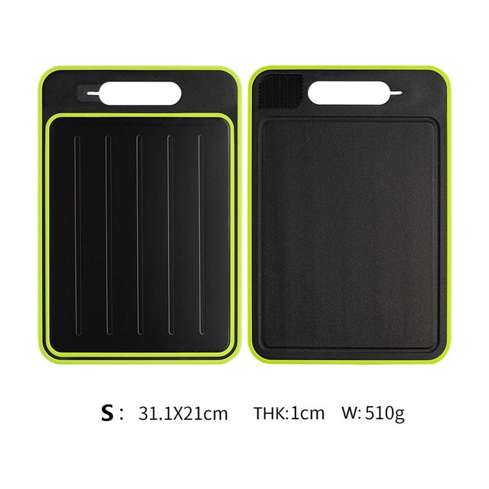 Double-Sided Cutting Board with Built-in Meat Thawing Tray/Mat, Knife ...