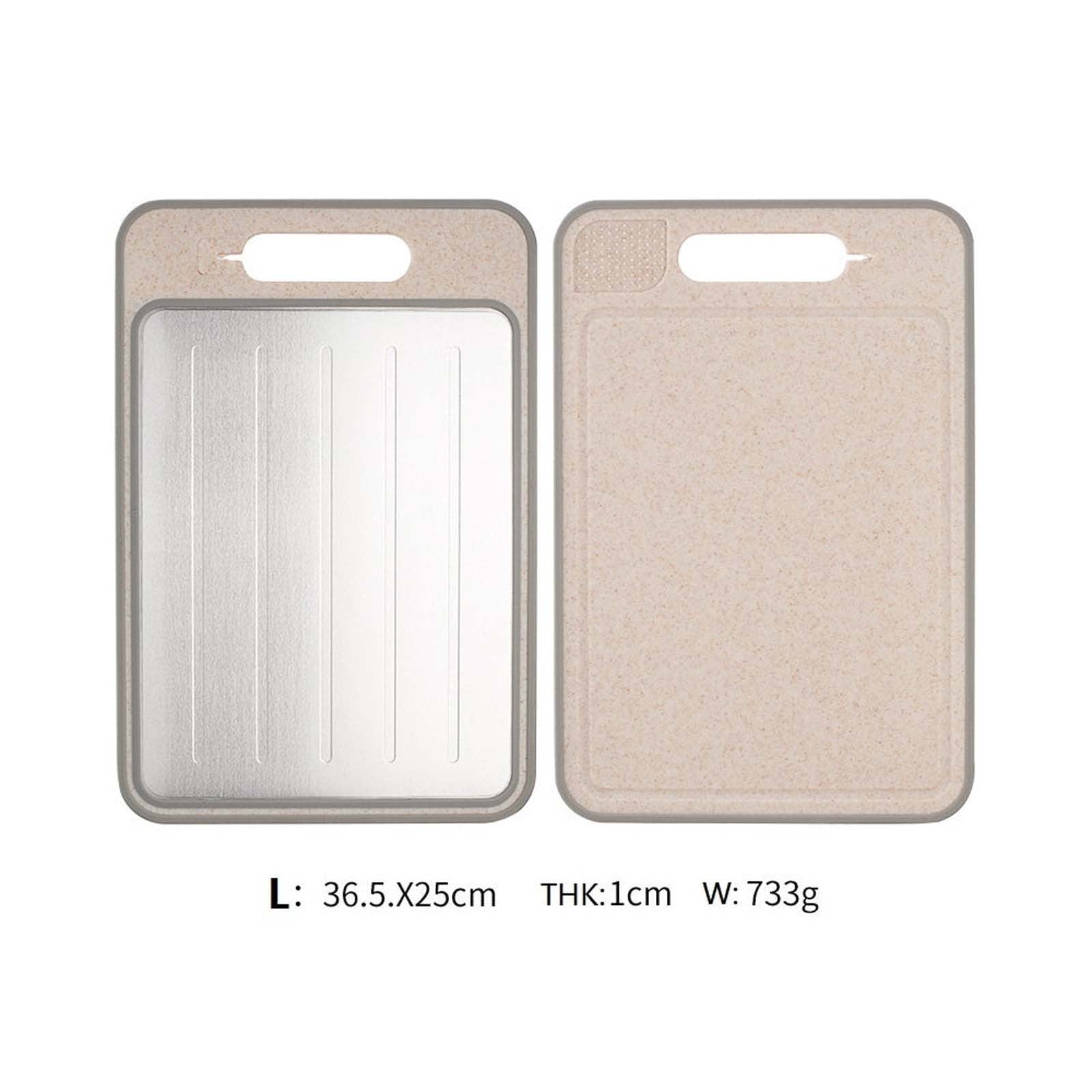 Double-Sided Cutting Board with Built-in Meat Thawing Tray/Mat, Knife ...