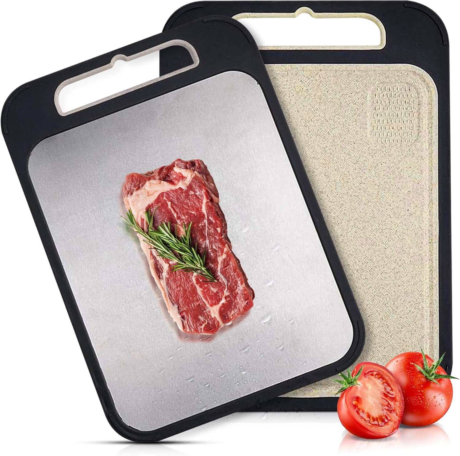 Double-Sided Cutting Board - Stainless Steel Cutting Board - Wheat ...