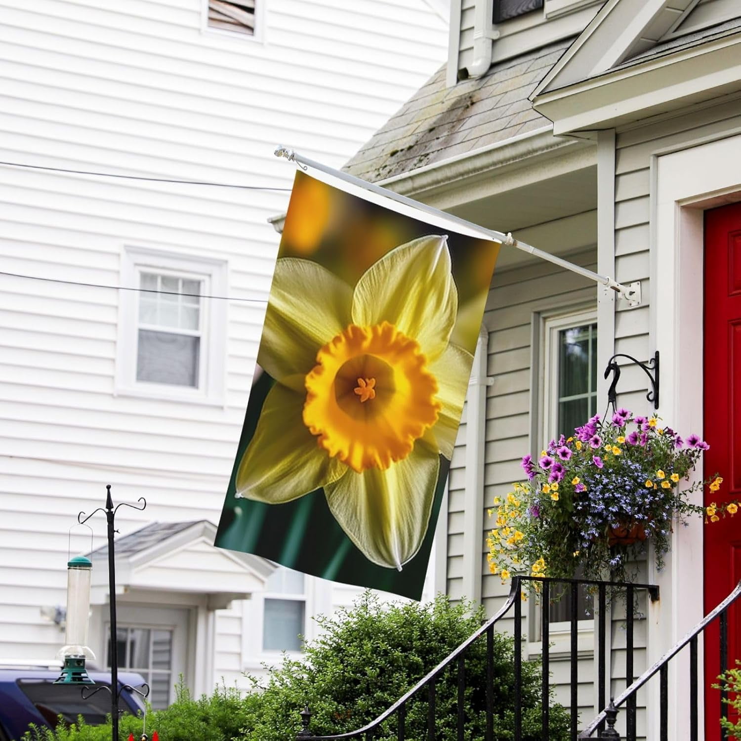 Double Sided Daffodil Flower Garden Yard Flags Greeting Banner Fade ...