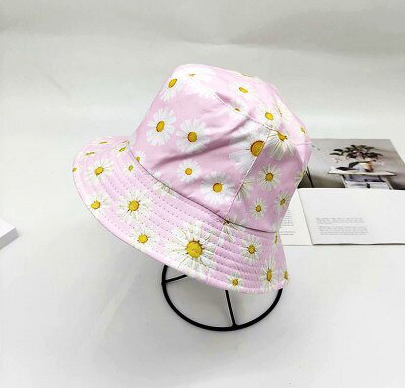 Double-Sided Daisy Bucket Hats Women's Embroidery Hip Hop Panama Bob ...