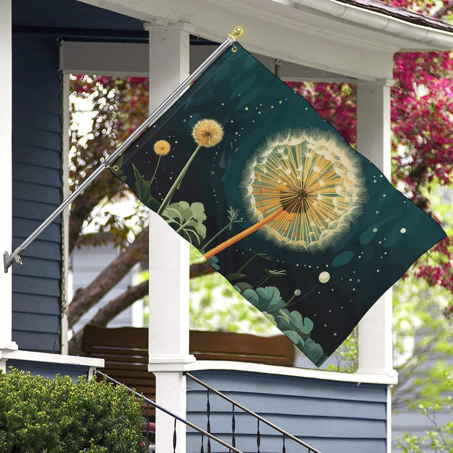 Double Sided Dandelions at Night Garden Yard Flags in Greeting Banner ...