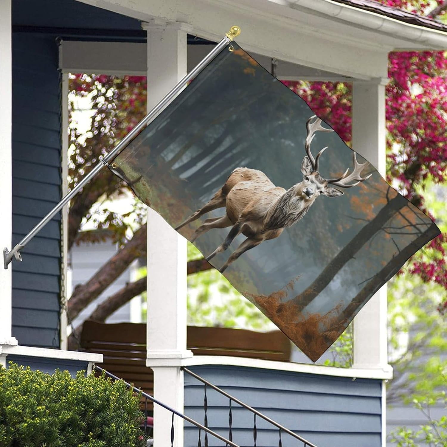 Double Sided Deer Animals Garden Yard Flags in Greeting Banner Fade ...