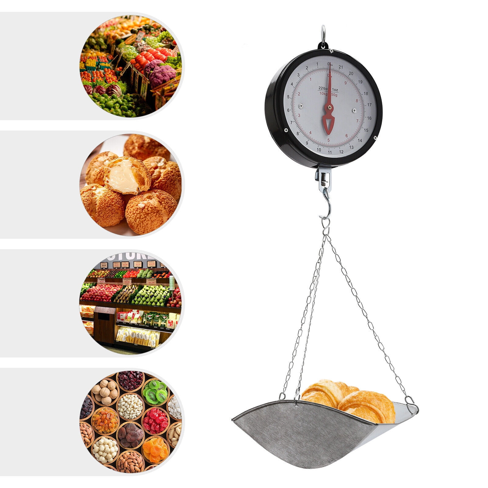 Double-Sided Dial Hanging Scale 10kg/22lbs Circular Supermarkets ...