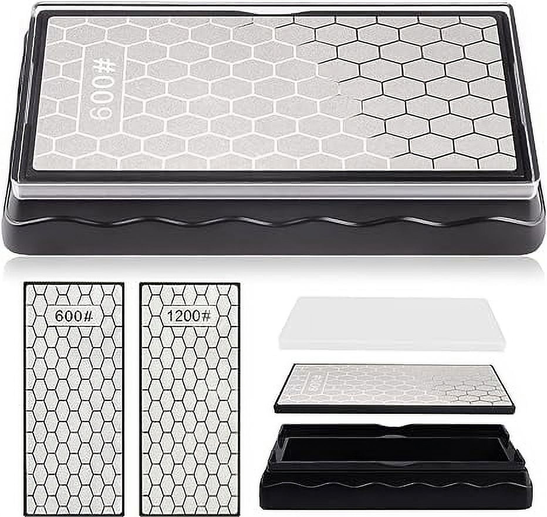 Double-Sided Diamond Sharpening Stone, Kalolary Knife Sharpener Stone ...