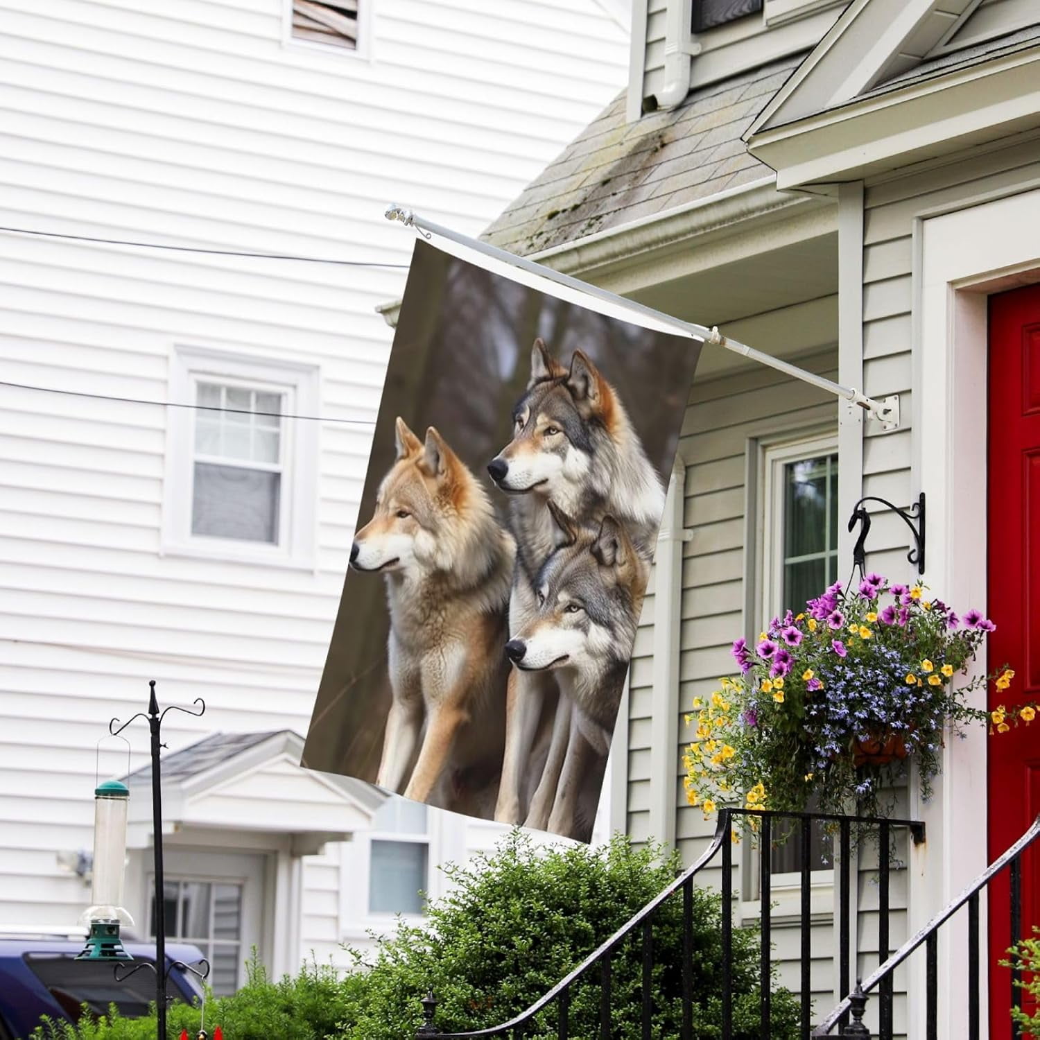 Double Sided Different Colored Wolves Garden Yard Flags Greeting Banner ...