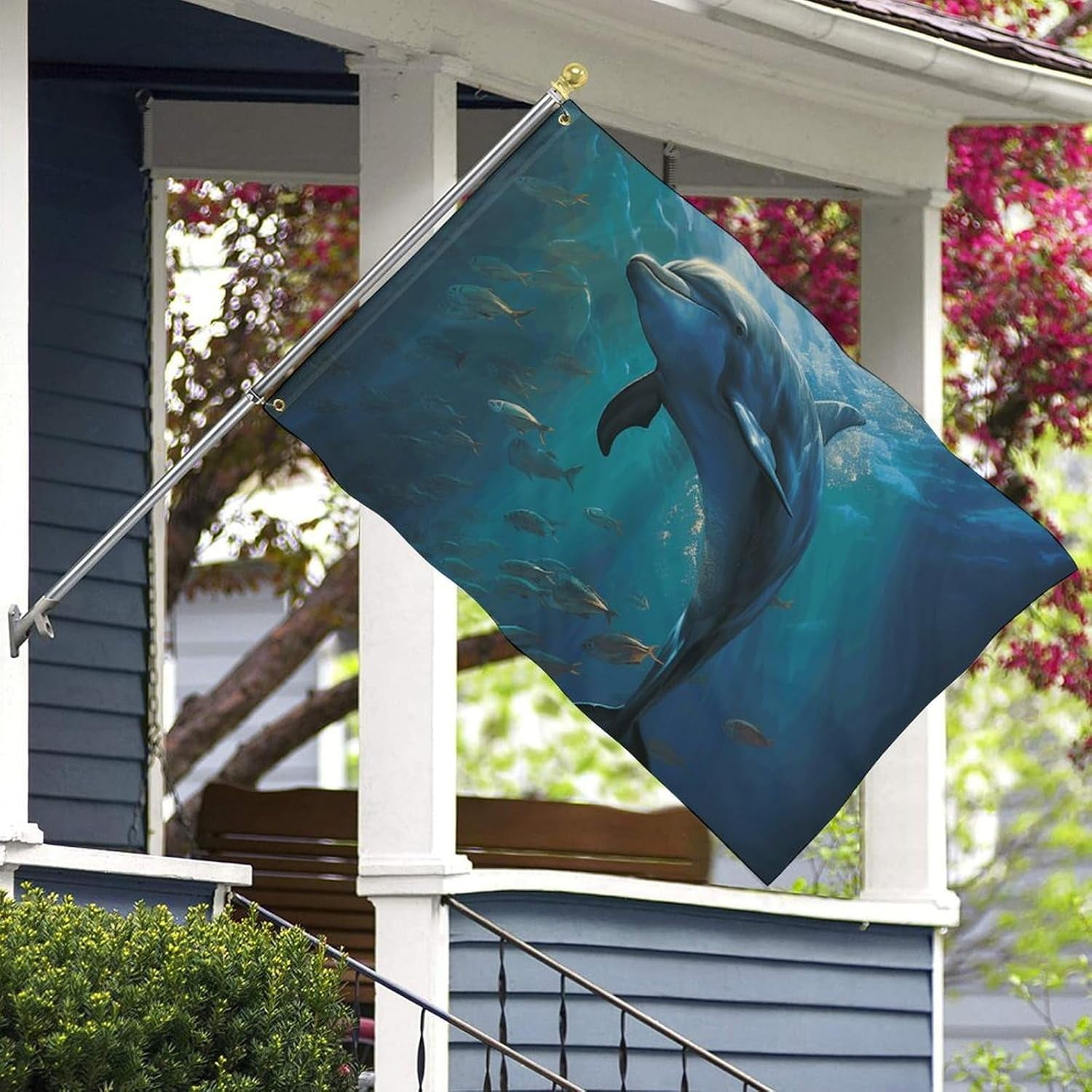 Double Sided Dolphin in The Deep Ocean Garden Yard Flags in Greeting ...