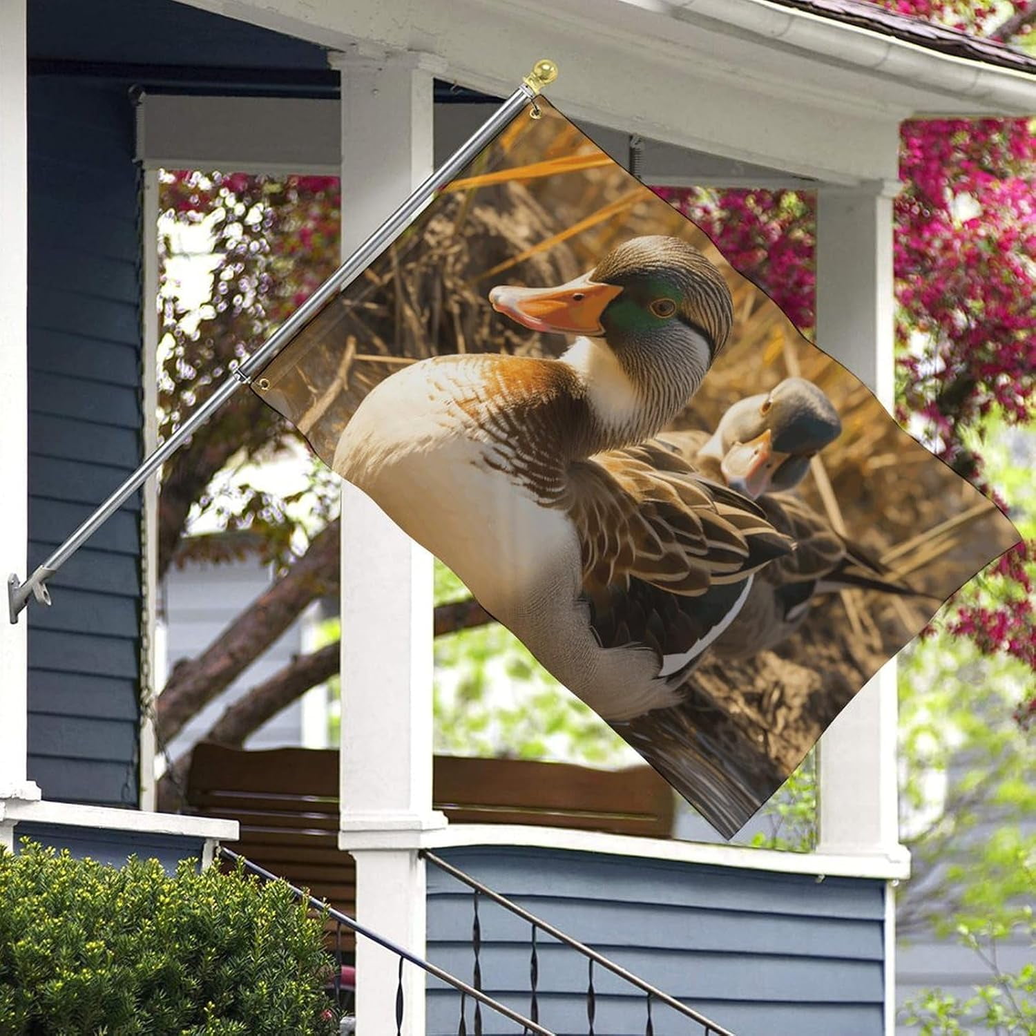 Double Sided Domestic Duck Garden Yard Flags in Greeting Banner Fade ...