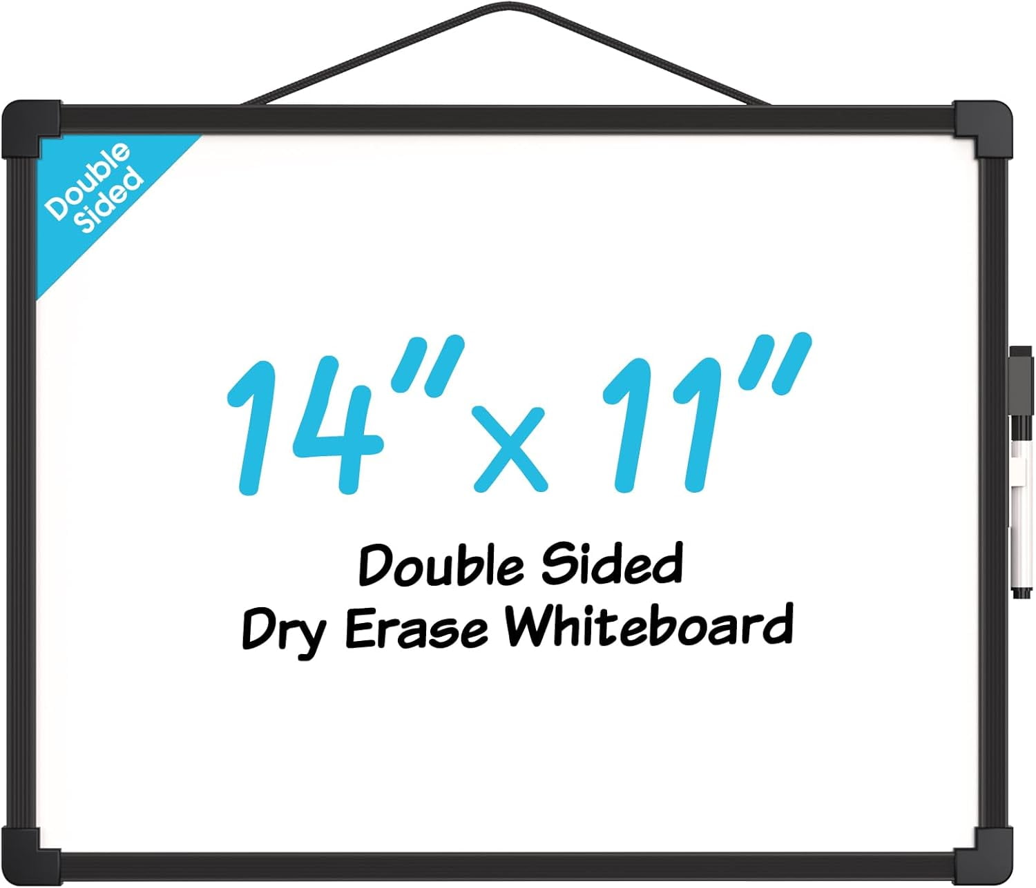 Double-Sided Dry Erase Board for Wall, 16"x12" Hanging Whiteboard ...