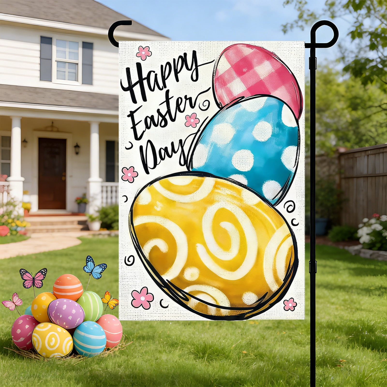 Double Sided Easter Garden Flag Waterproof Yard Decoration for Outdoor ...