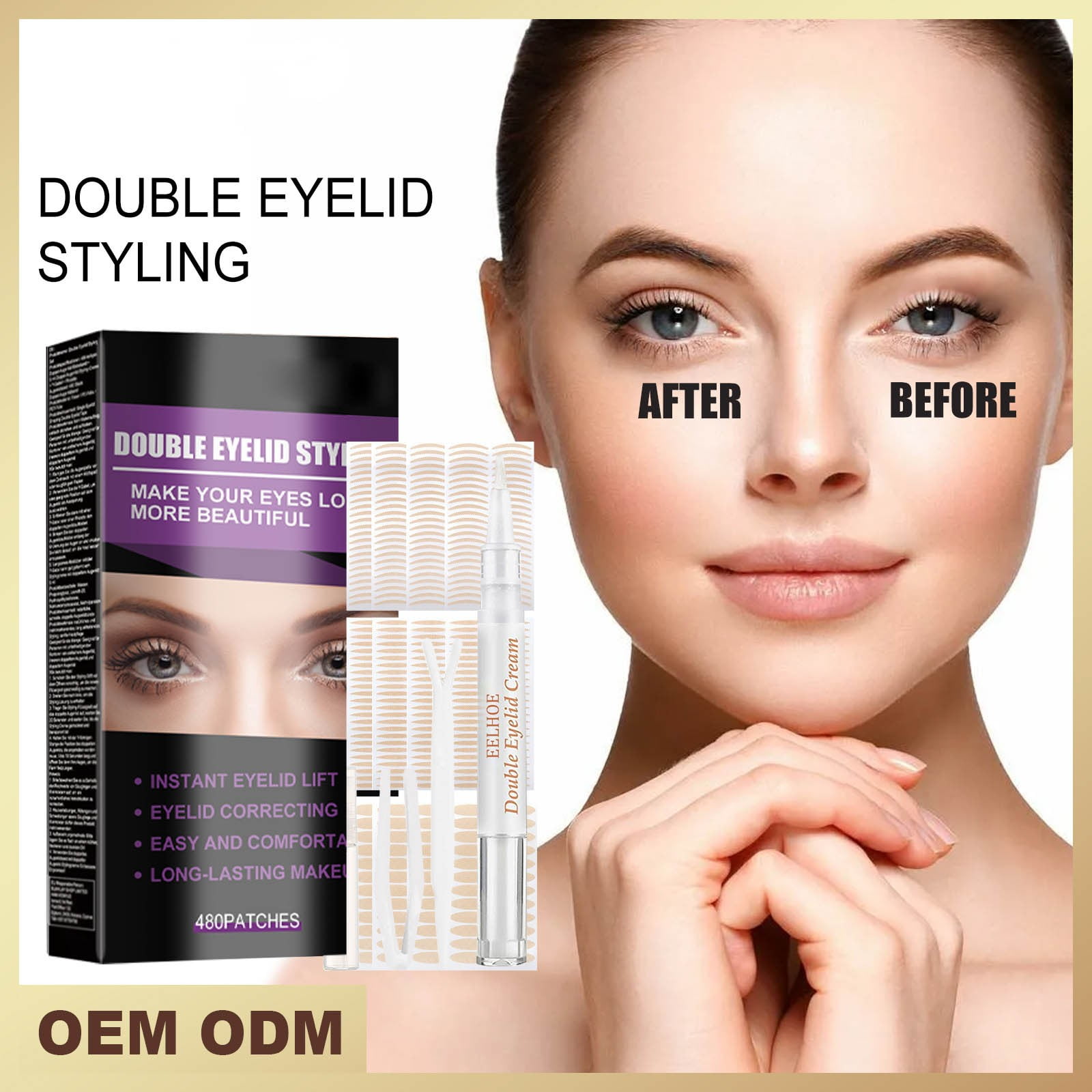 Double-Sided Eyelid Tape, Instant Eye Lift Strips & Clip Set, 2 Sizes ...