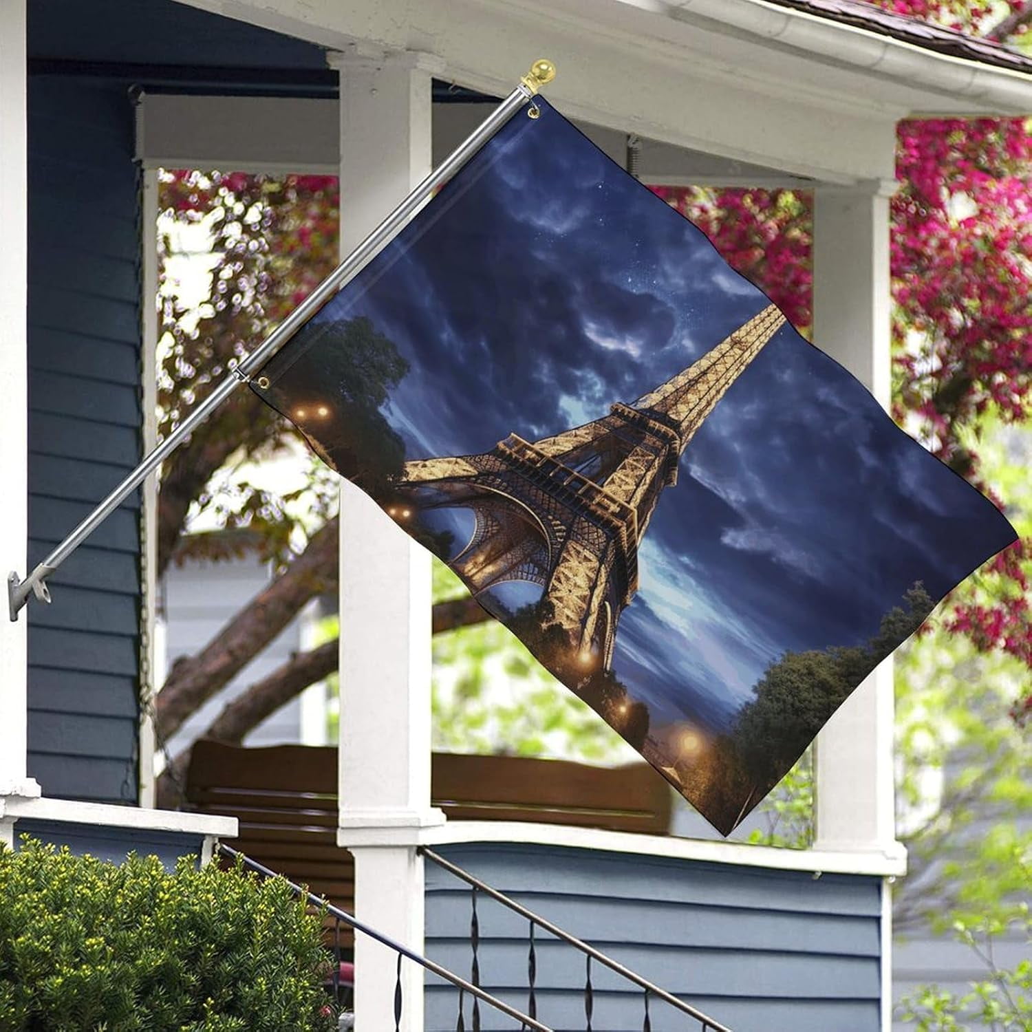 Double Sided Fantasy Eiffel Tower Garden Yard Flags in Greeting Banner ...