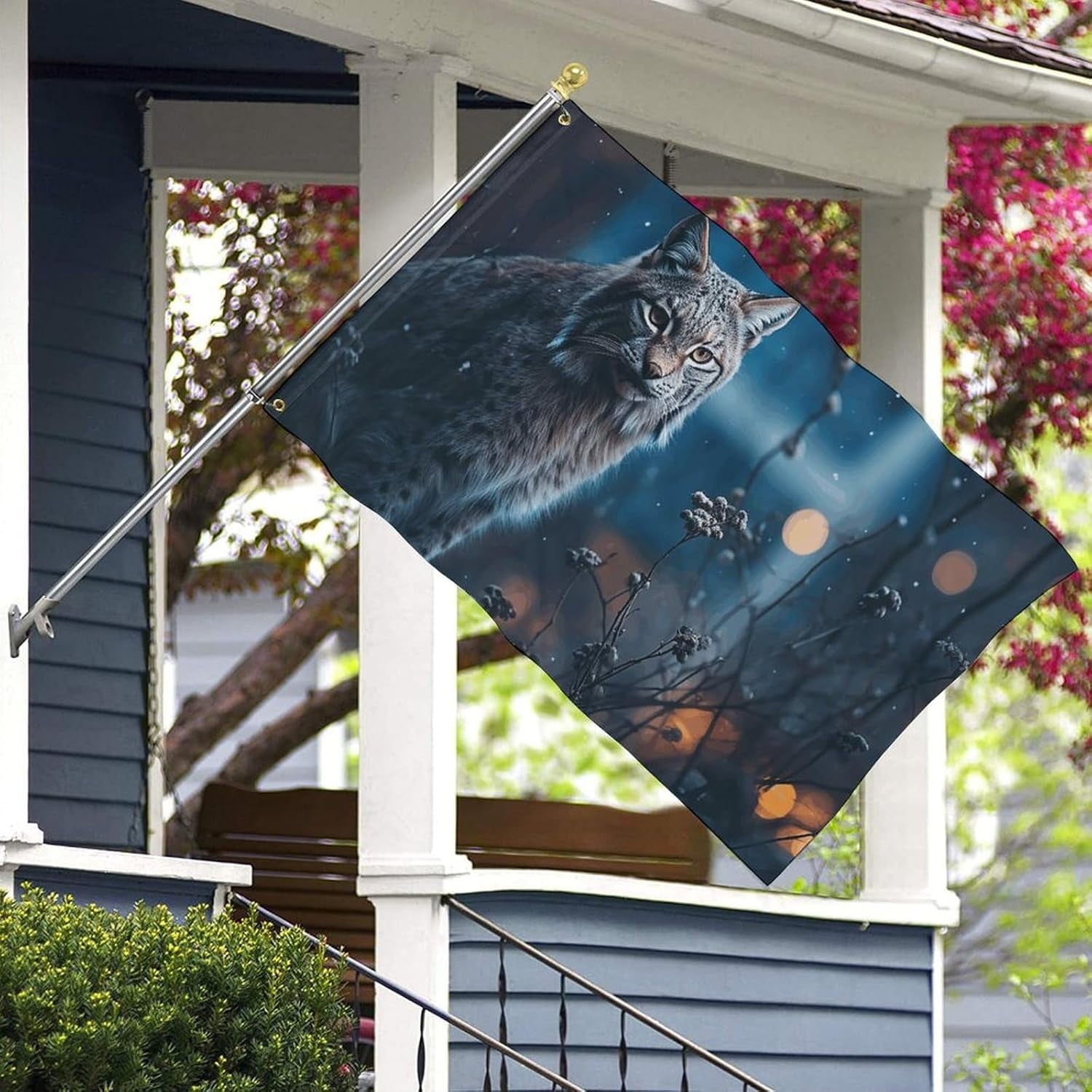 Double Sided Female Lynx Garden Yard Flags in Greeting Banner Fade ...