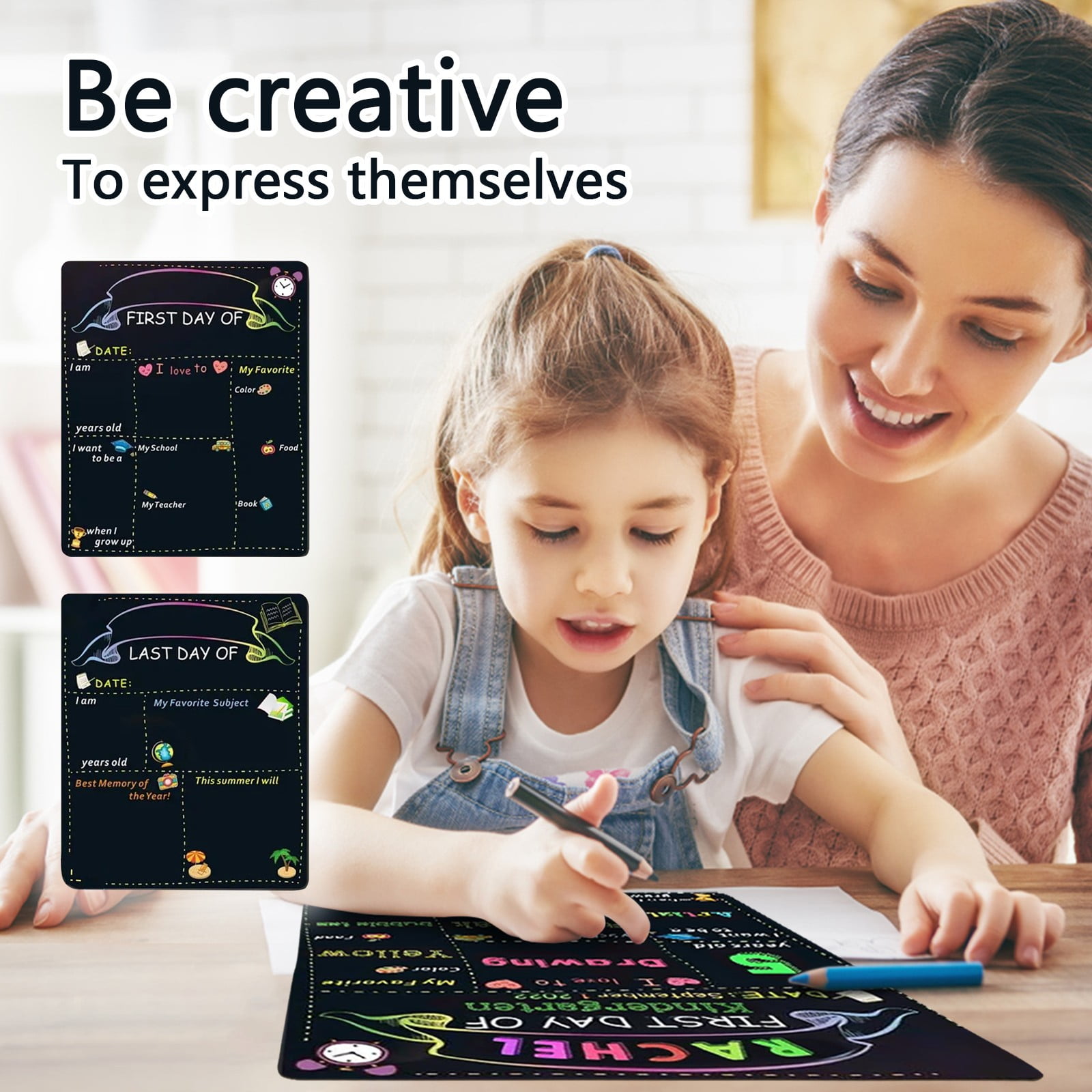 Double-Sided First Day and last day of School Sign Board, 12 × 10 ...