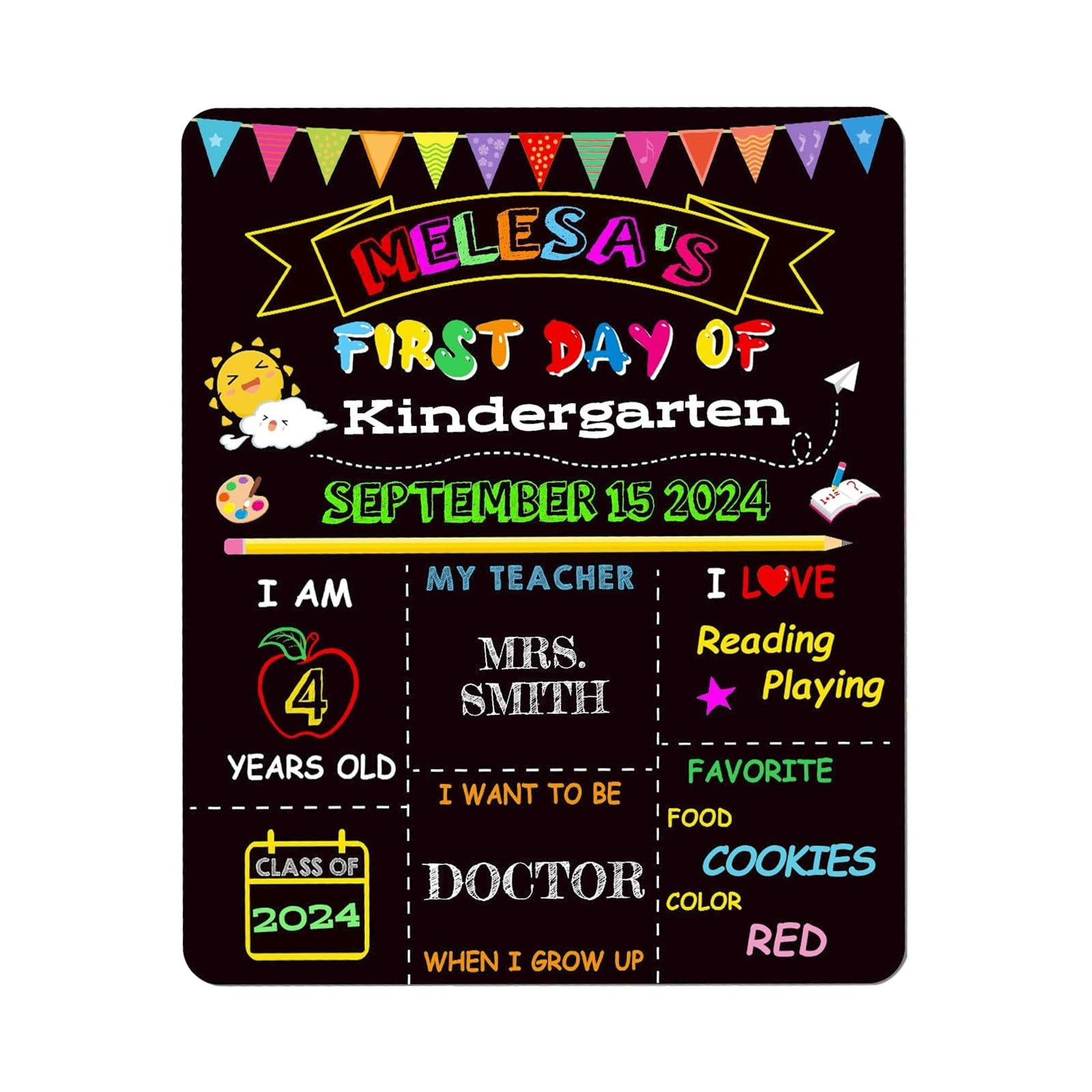Double-Sided First & Last Day of School Chalkboard Sign - 12x10cm ...