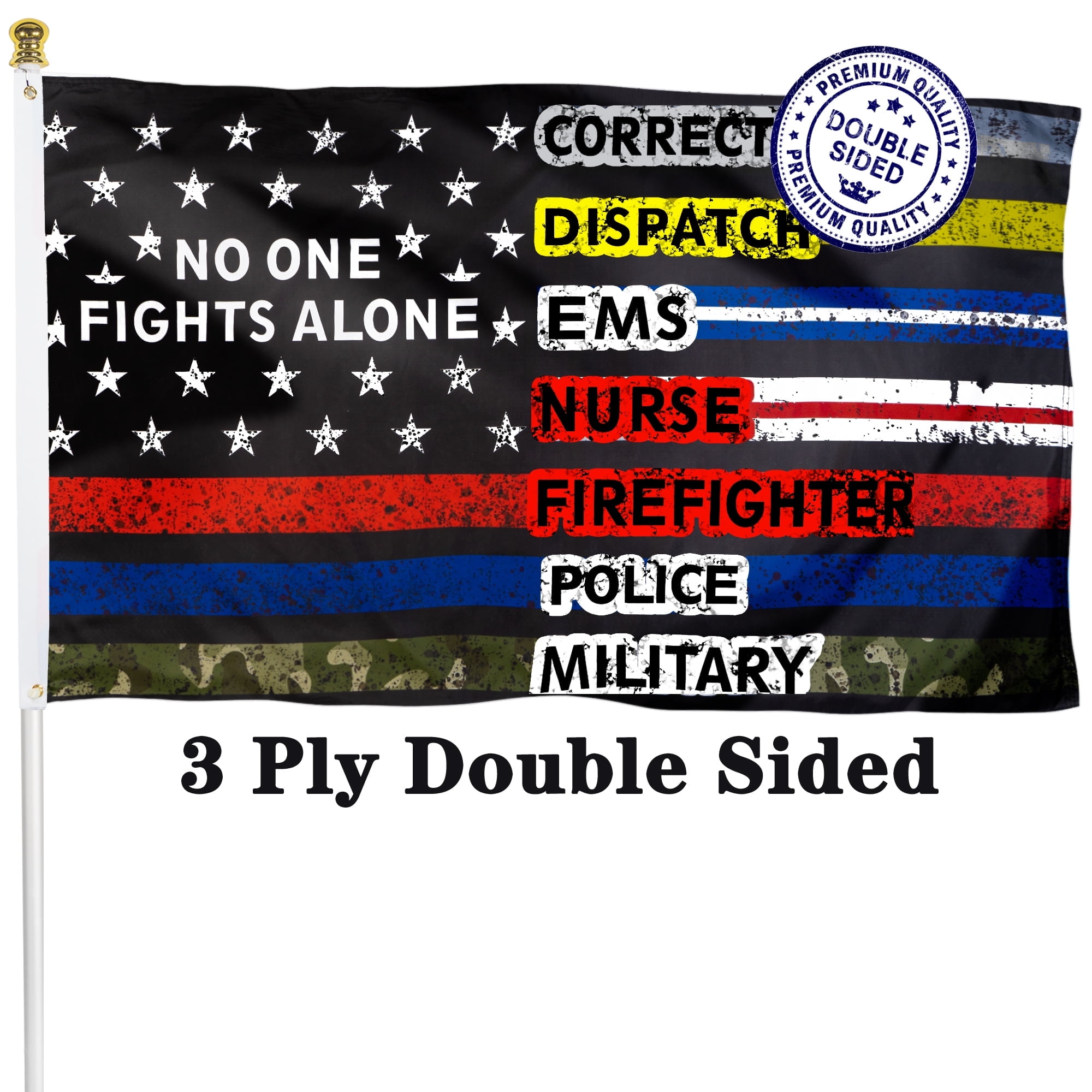 Double Sided Flag for No One Fights Alone 3x5 ft Flag US American Flag ...