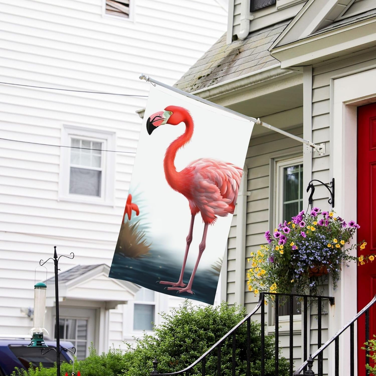 Double Sided Flamingo Garden Yard Flags Greeting Banner Fade Resistant ...