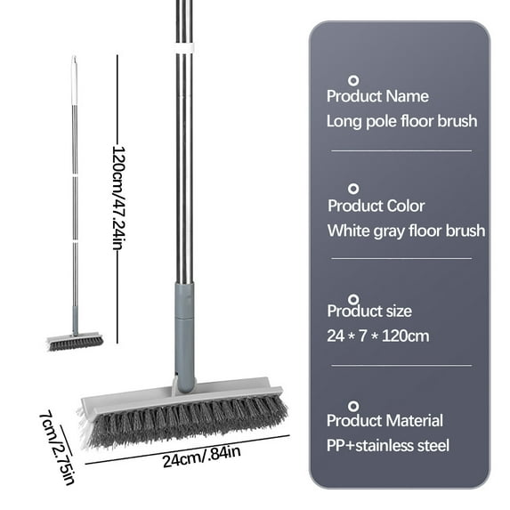 Double-Sided Floor Scrub Brush with 4FT Long Handle | V-Shaped Head for ...