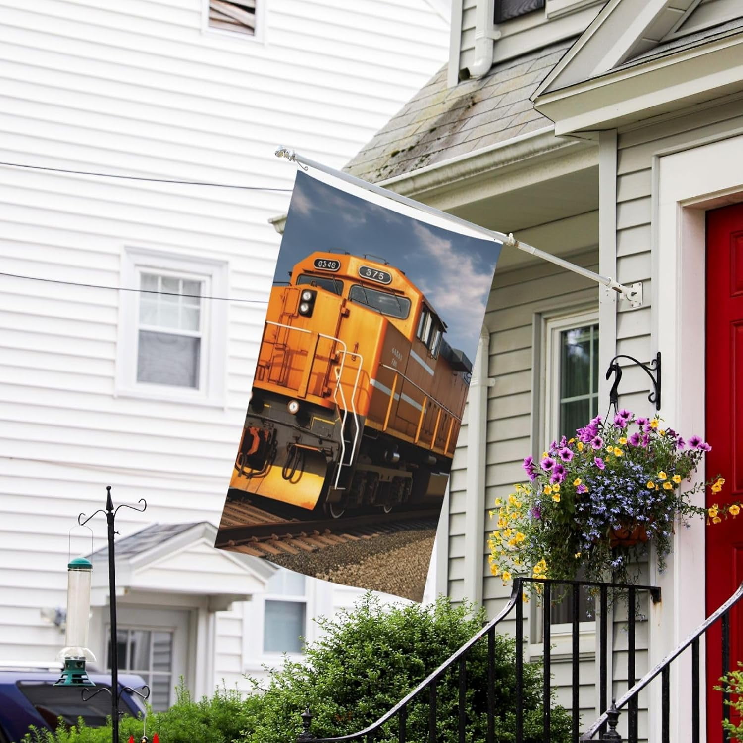 Double Sided Freight Train Garden Yard Flags Greeting Banner Fade ...