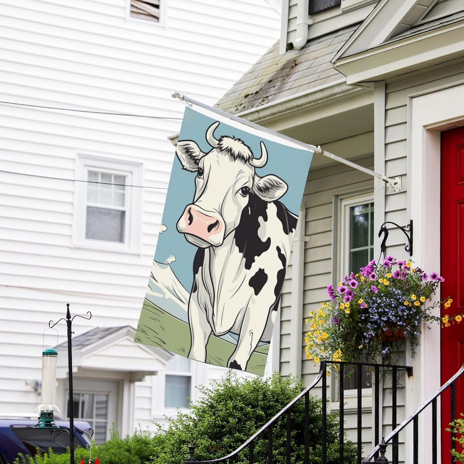 Double Sided Fresh Milk Garden Yard Flags Greeting Banner Fade Resistant Outside Flag Holiday ...