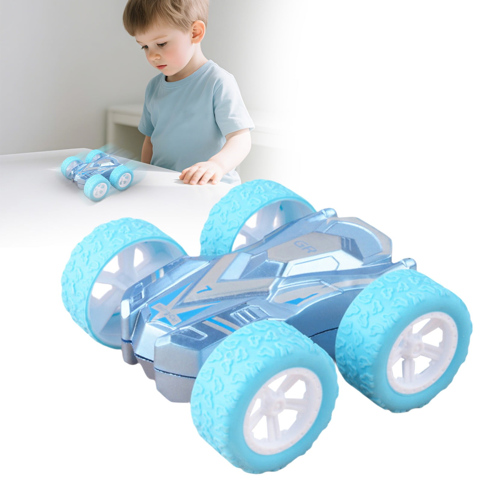 Double Sided Friction Power Car, Blue Inertial Toy Vehicle, Four Wheel ...