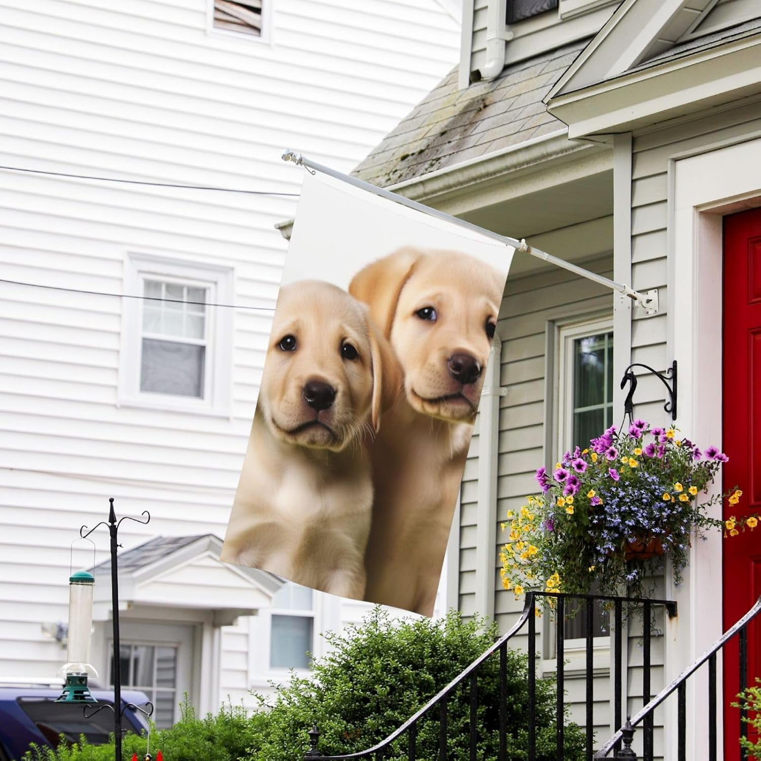 Double Sided Funny Labrador Puppy Dog Garden Yard Flags Greeting Banner ...