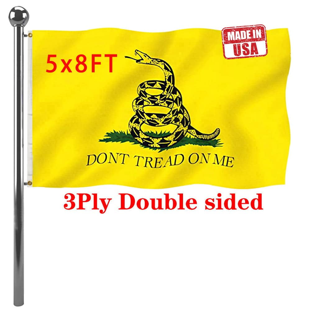 Double Sided Gadsden Snake Flag 5x8 Outdoor- 200D 3 Ply Polyester Dont ...